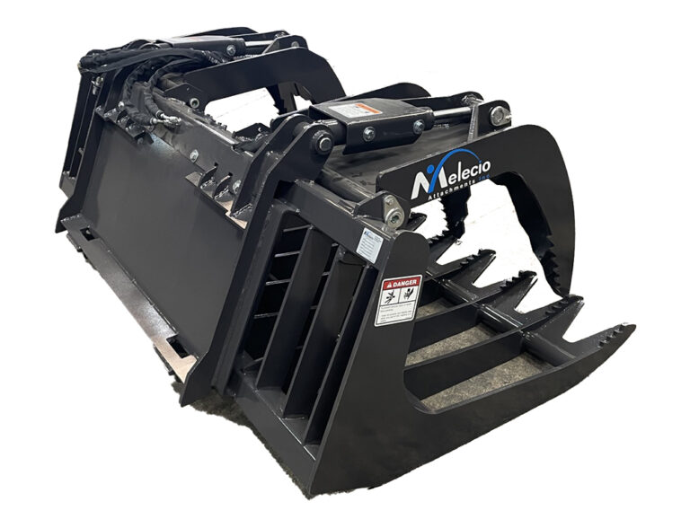 Skid Steer Brush Grapple Bucket with Curved Tips - Melecio Attachments